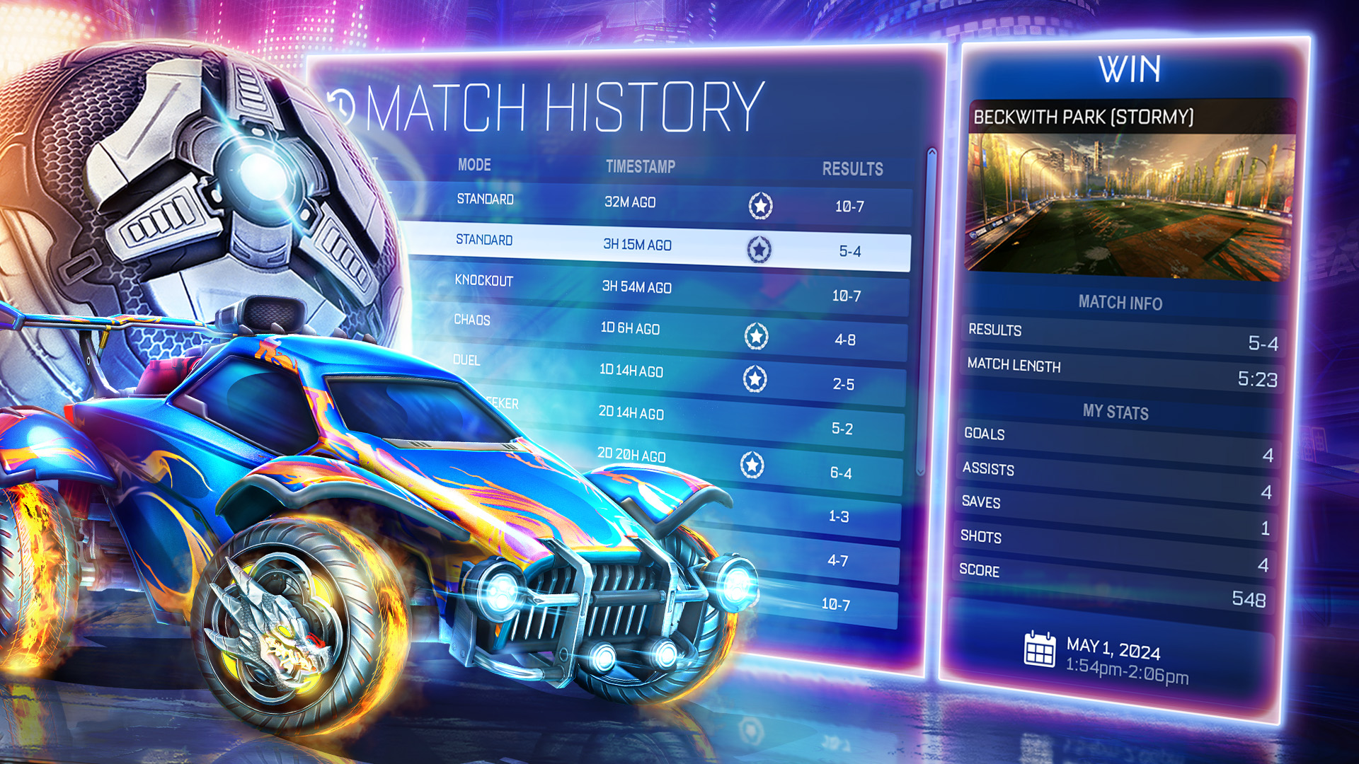 Introducing Rocket League Match History and Player Profiles!
